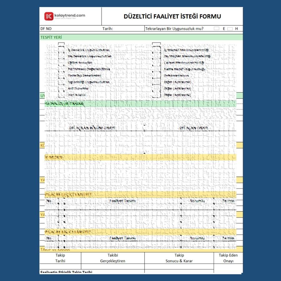 Düzeltici Faaliyet İsteği Formu - kolaytrend.com