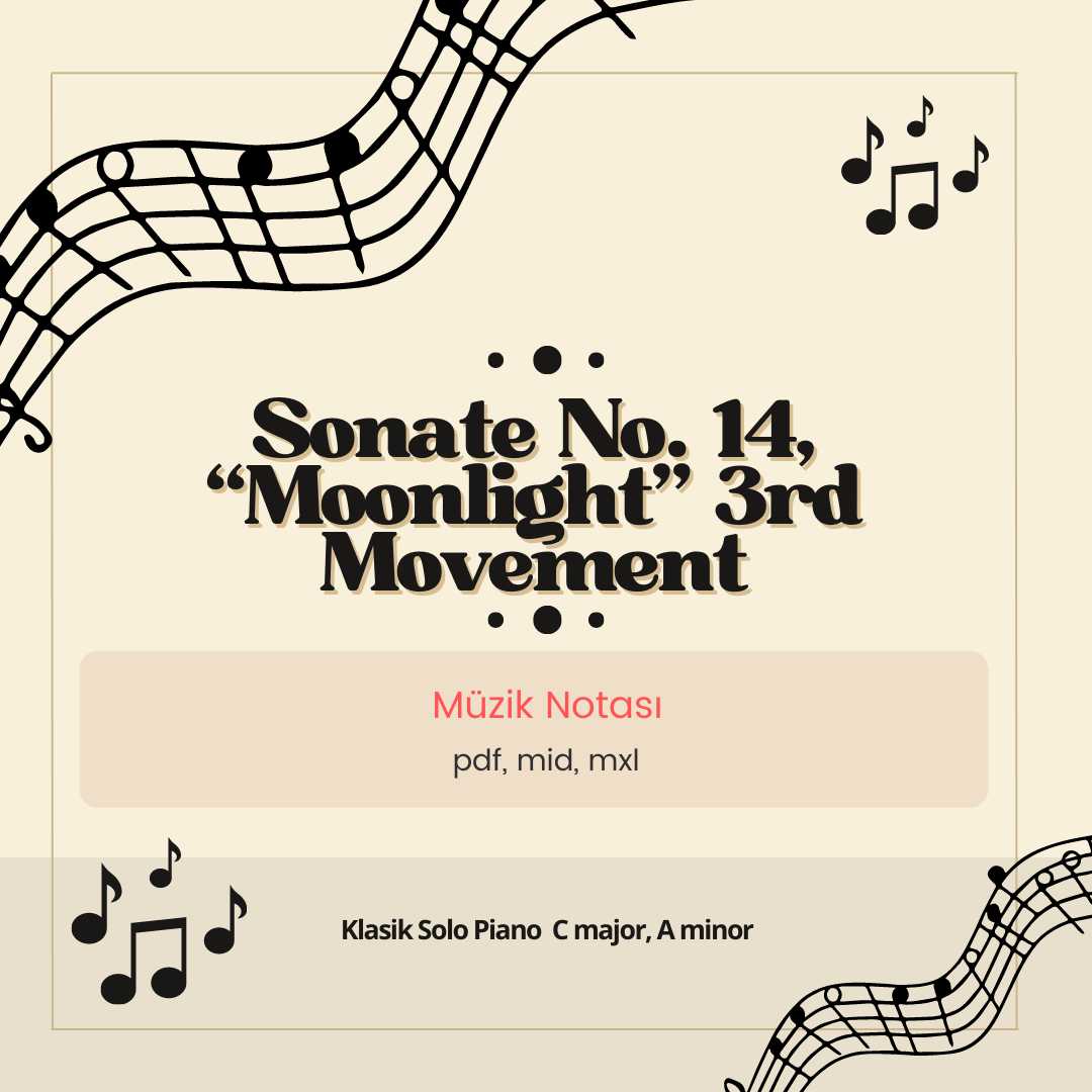 Ay Işığı Sonatı (Sonate No. 14, “Moonlight” 3rd Movement) Piyano Müzik Notası - kolaytrend.com