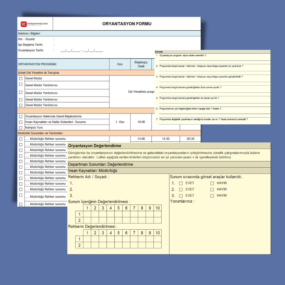 Oryantasyon Planlama ve Değerlendirme Formu - kolaytrend.com