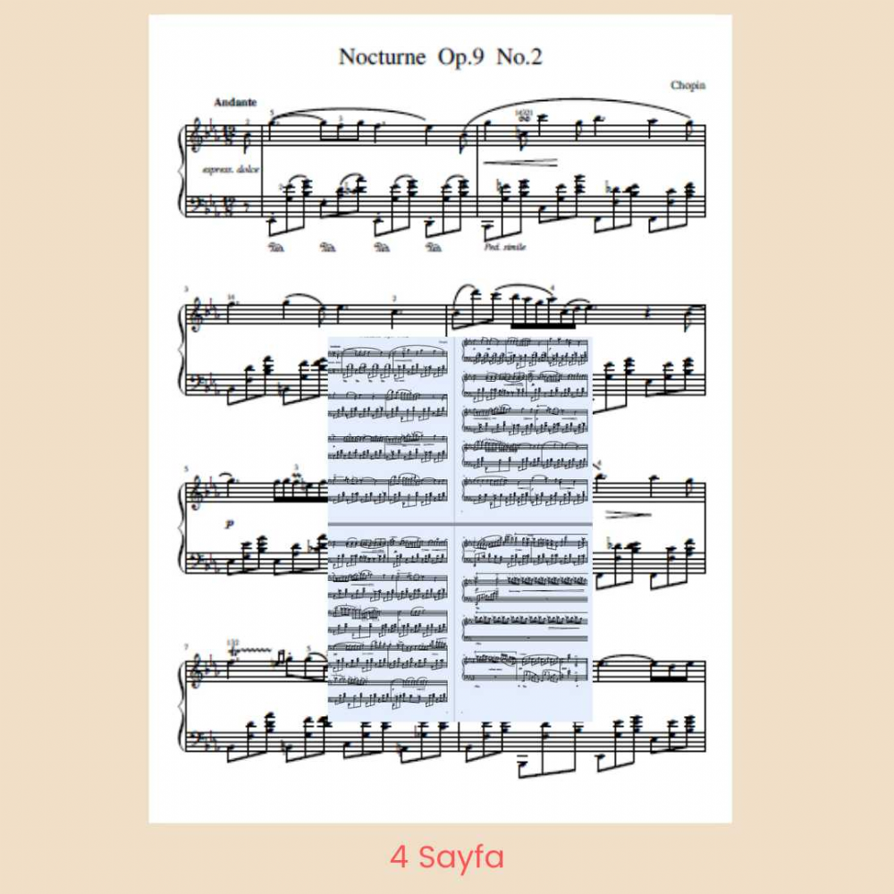 Chopin - Nocturne Op 9 No 2 (E Flat Major) Piyano Notaları - kolaytrend.com