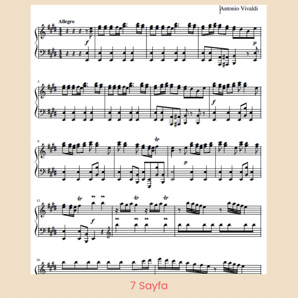 Vivaldis Spring from the Four Seasons Piyano Notaları - kolaytrend.com