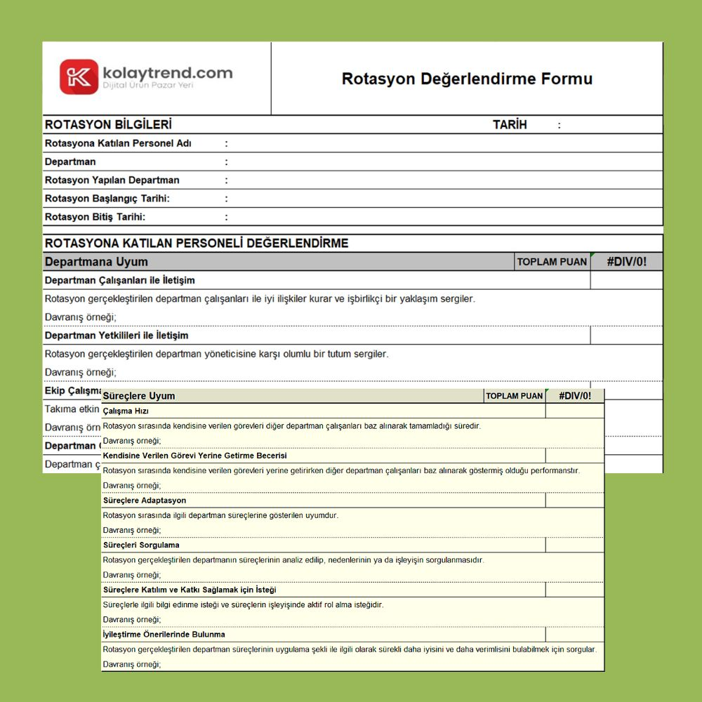 Rotasyon Değerlendirme Formu - kolaytrend.com