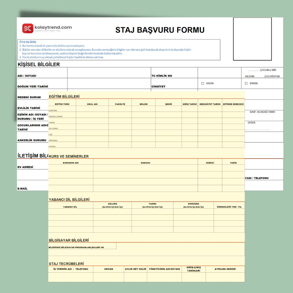 Staj Başvuru Formu - kolaytrend.com